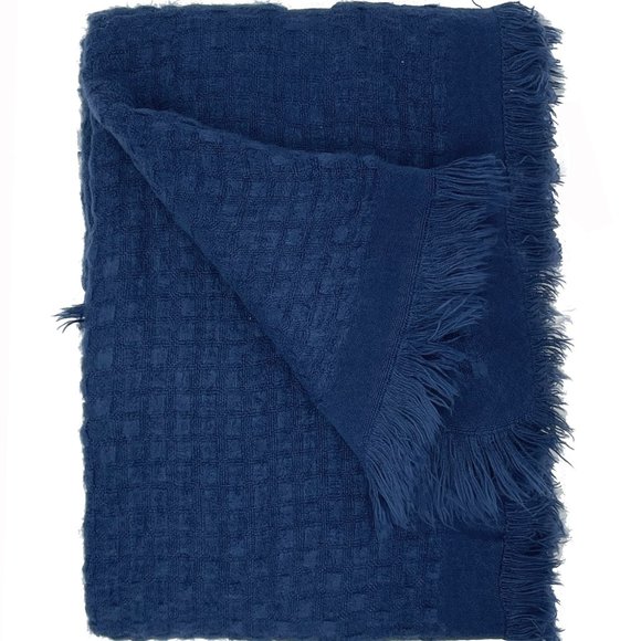 Fennco Styles | Bedding | Navy Blue Waffle Weave Solid Lightweight 5x60 ...